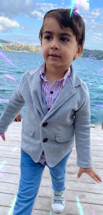 Charming Kid on Lake Dock - free download