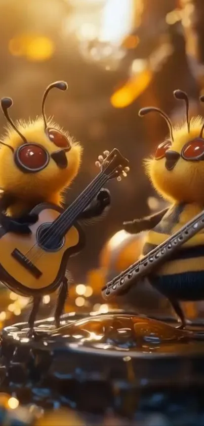 Charming Musical Bees Wallpaper - free download