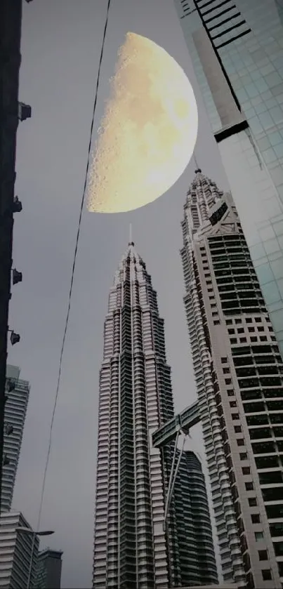 Cityscape with Moon Wallpaper - free download