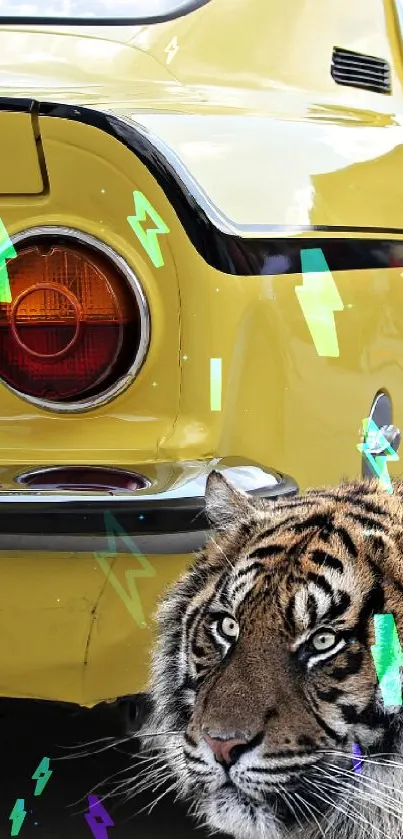 Classic Car and Tiger Fantasy - free download