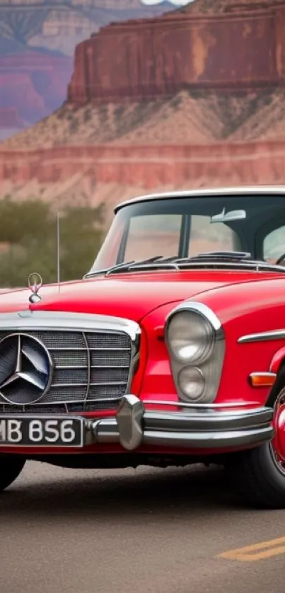 Classic Red Car in Desert - free download
