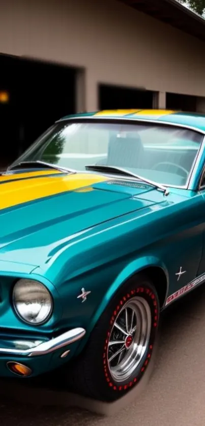 Classic Teal Muscle Car Beauty - free download