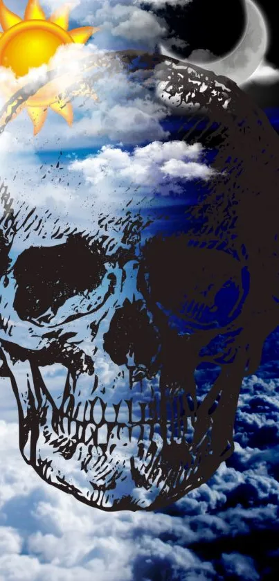 Cloudy Skull Day Night Wallpaper - free download