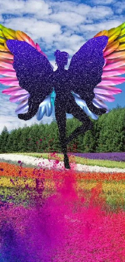 Colorful Angel in Flower Fields - free download