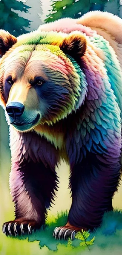 Colorful Bear Forest Art - free download