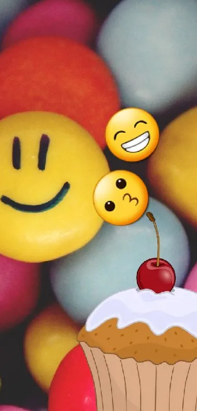 Colorful Candy Smiley Wallpaper - free download
