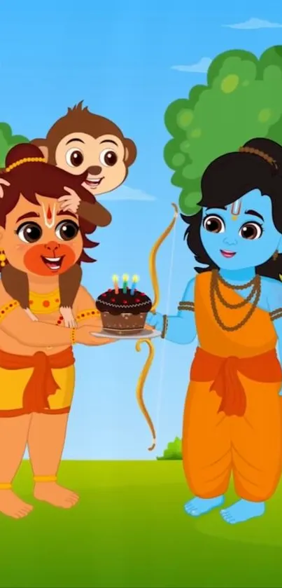 Colorful Cartoon Celebration Scene - free download