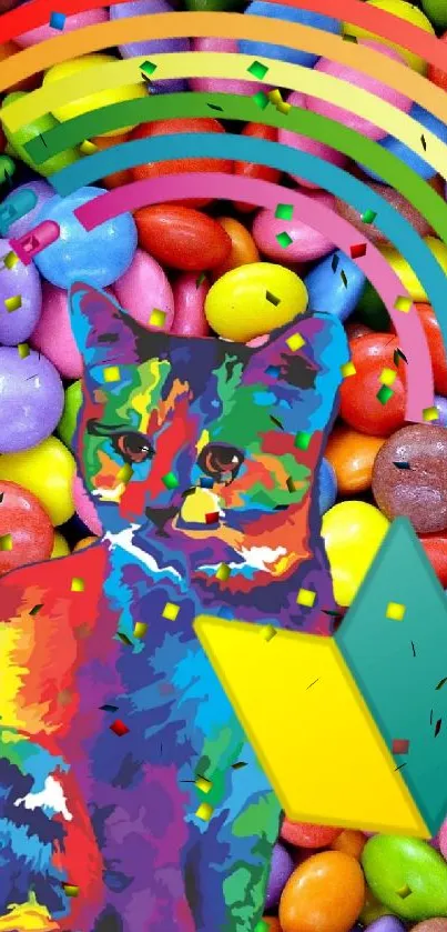 Colorful Cat Candy Wallpaper - free download