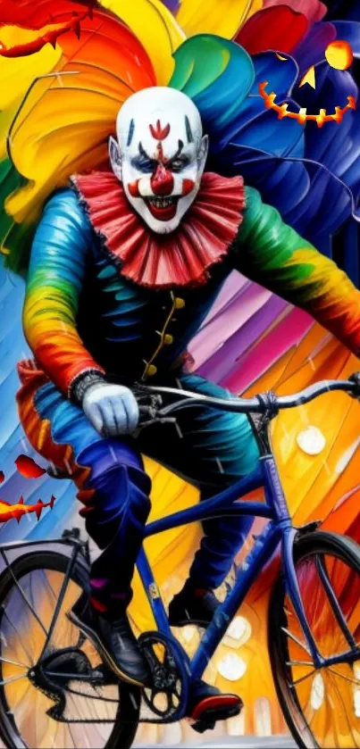 Colorful Clown on Bicycle Art - free download