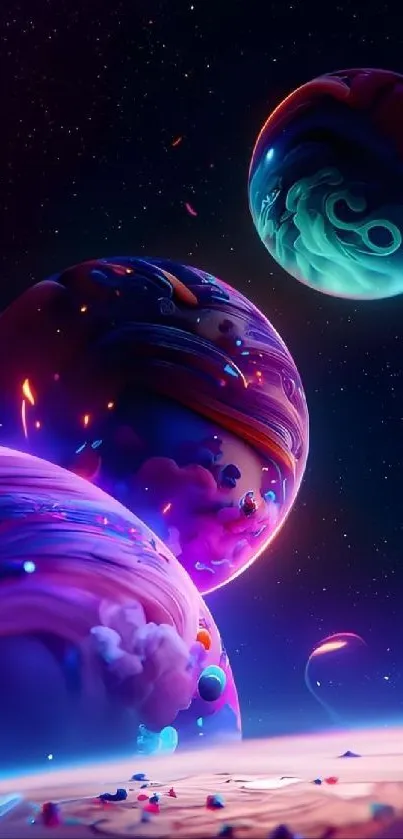 Colorful Cosmic Planets Wallpaper - free download