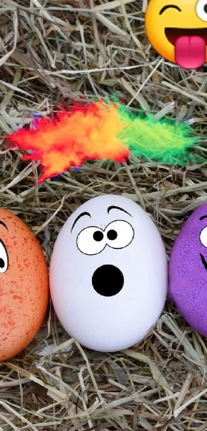 Colorful Emoji Eggs on Hay - free download