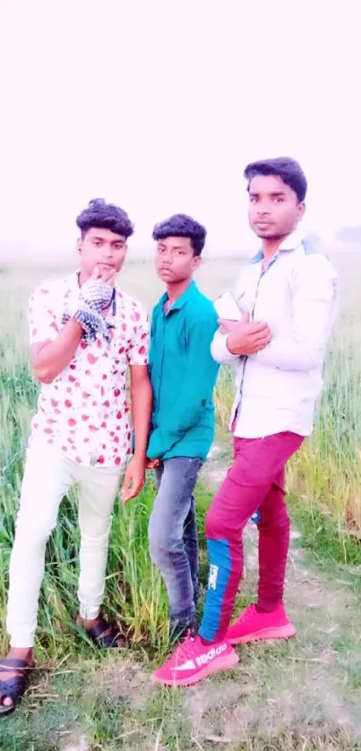 Three Friends in Green Field - free download