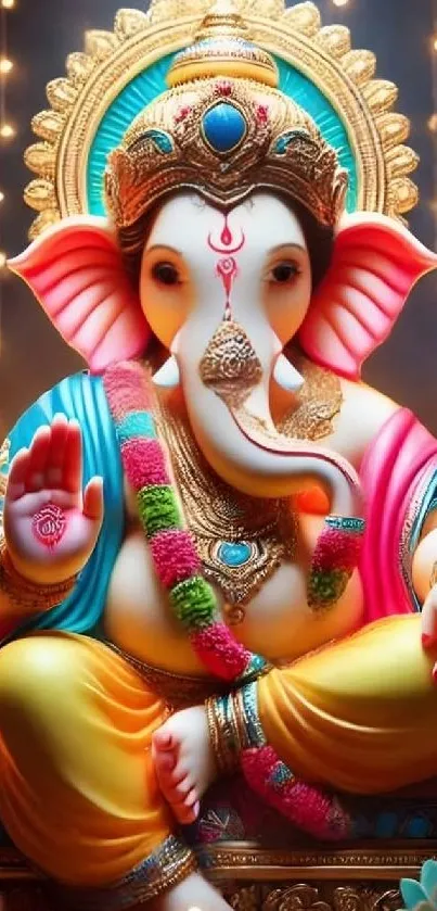 Colorful Ganesha Phone Wallpaper - free download