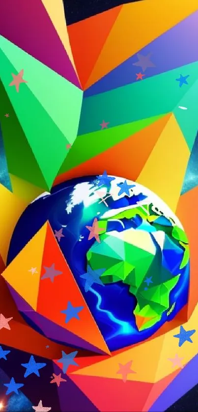 Colorful Geometric Earth Wallpaper - free download