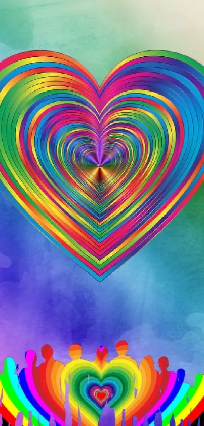 Colorful Heart Rainbow Wallpaper - free download