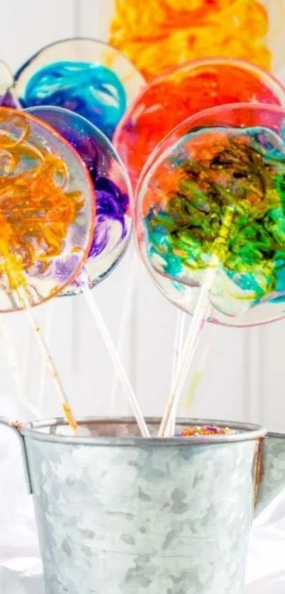 Colorful Lollipops in Metal Bucket - free download