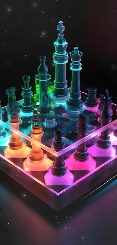 Colorful Neon Chess Board - free download