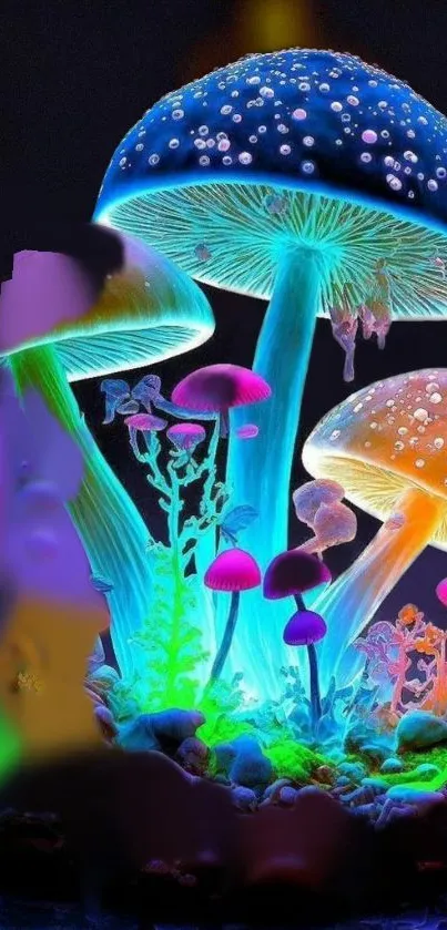 Colorful Neon Mushroom Art - free download