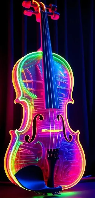 Colorful Neon Violin Art - free download