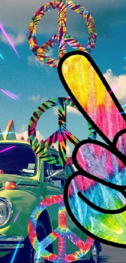 Colorful Peace Car Wallpaper - free download