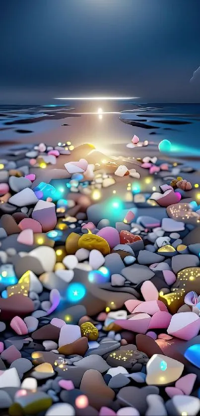 Colorful Pebbles Under Moonlight - free download