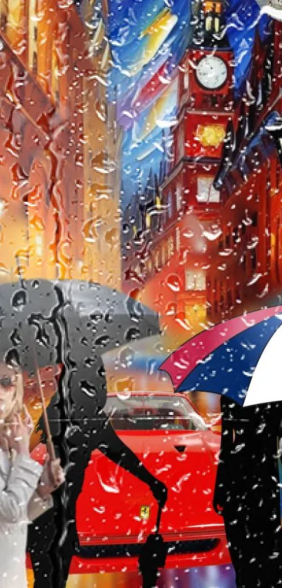 Colorful Rainy Cityscape Wallpaper - free download