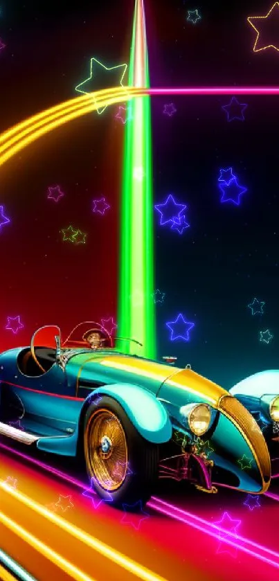 Colorful Retro Car Wallpaper - free download