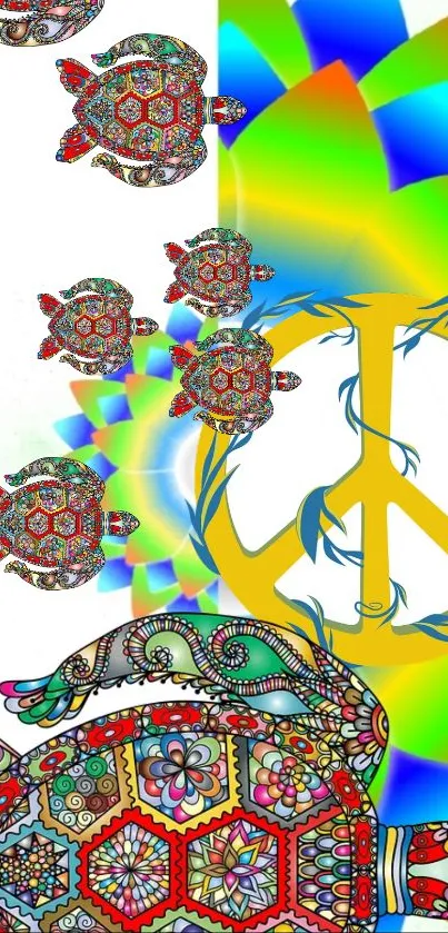 Colorful Turtle Peace Wallpaper - free download