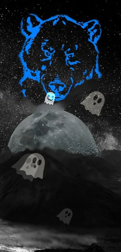 Cosmic Bear and Ghosts Wallpaper - free download
