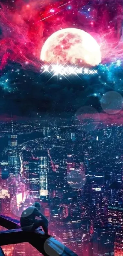 Cosmic City Nightscape Wallpaper - free download