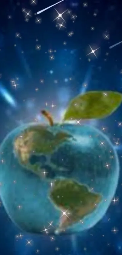 Cosmic Earth Apple Art - free download