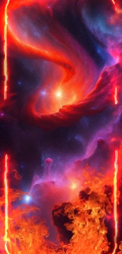 Cosmic Flames Mobile Wallpaper - free download