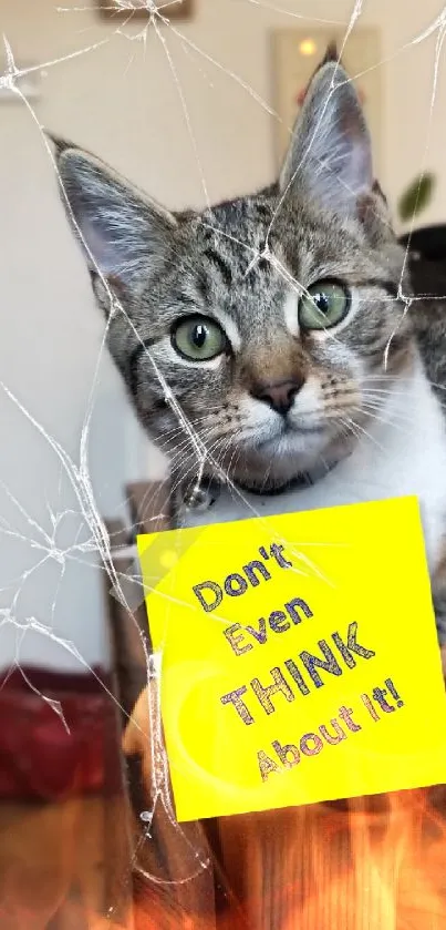 Curious Cat with Yellow Note - free download