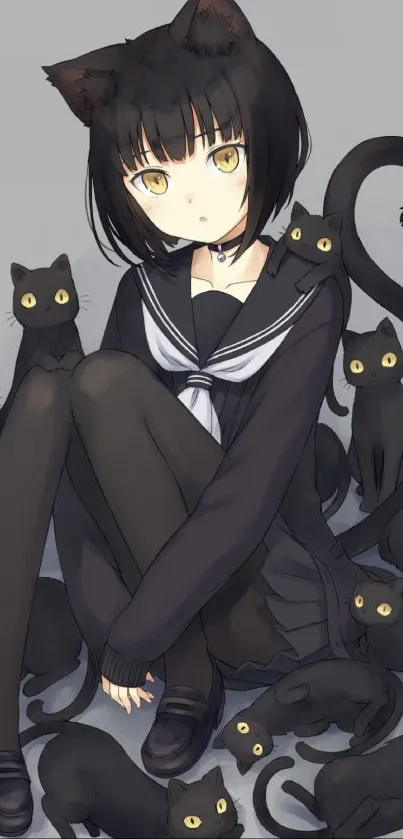 Cute Anime Cat Girl Wallpaper - free download