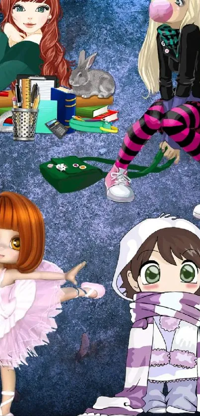Cute Anime Character Collage - free download