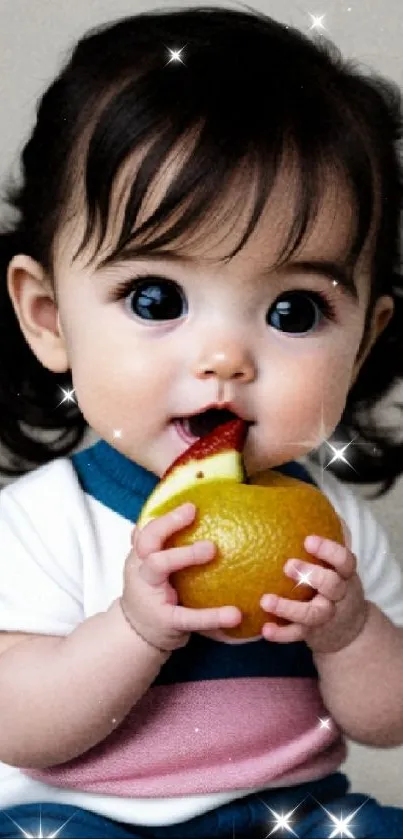 Cute Baby with Fruit Wallpaper - free download