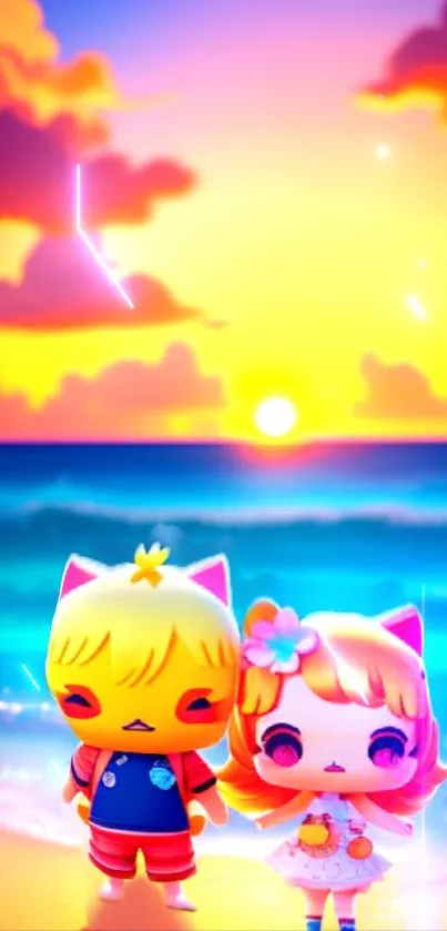 Cute Beach Sunset Wallpaper - free download