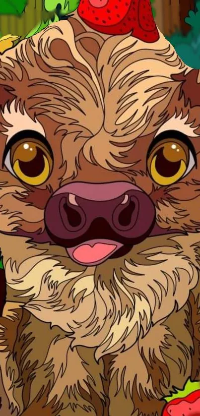 Cute Cartoon Sloth Wallpaper - free download
