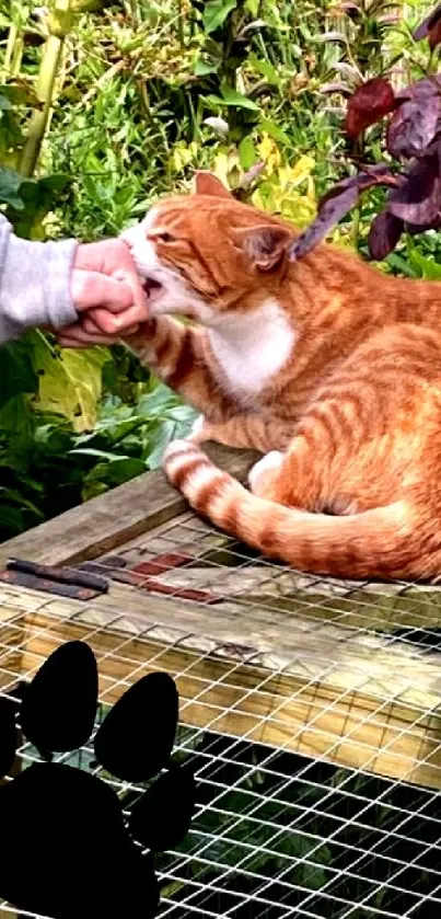 Cute Cat and Hand Wallpaper - free download
