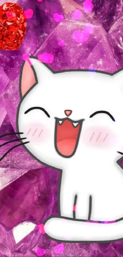 Cute Cat on Purple Crystals - free download