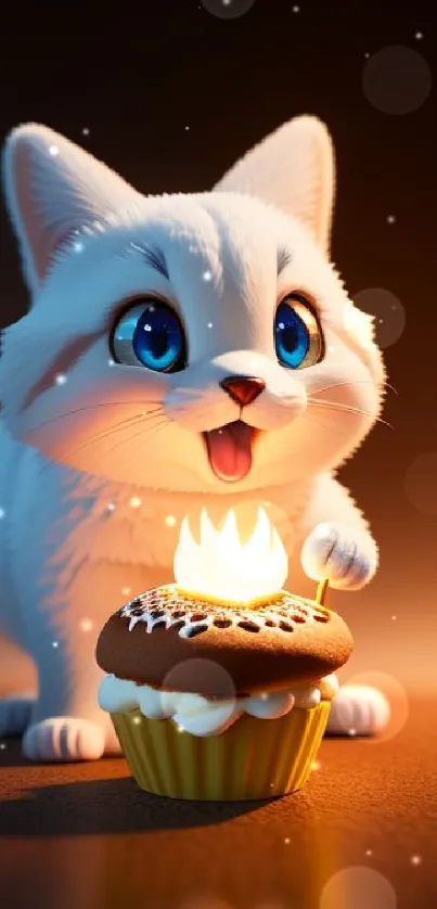 Cute Cat with Cupcake Art - free download