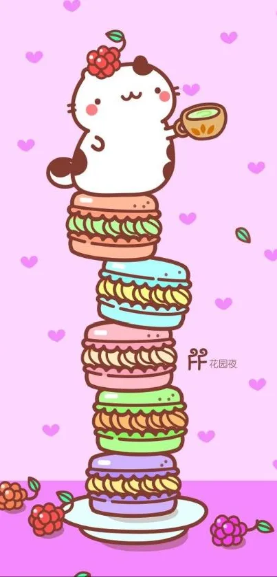Cute Cat with Macarons - free download