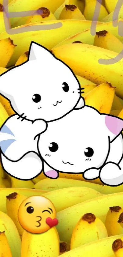 Cute Cats and Bananas Wallpaper - free download
