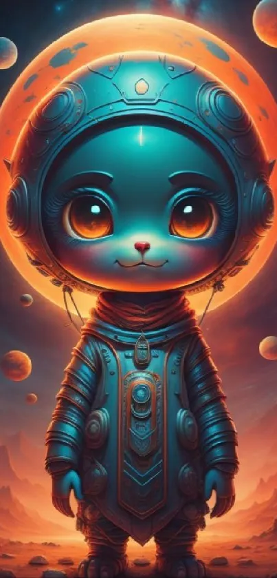 Cute Cosmic Astronaut Kitten Art - free download