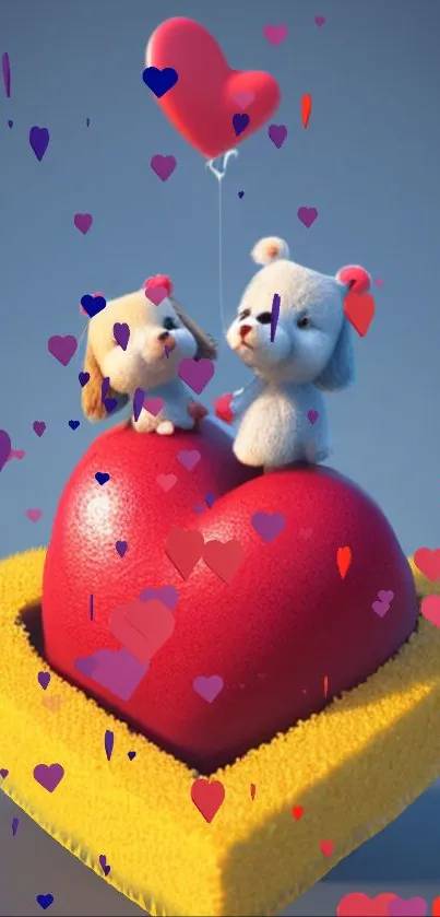 Cute Dogs Heart Wallpaper - free download