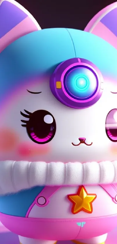 Cute Futuristic Cat Wallpaper - free download