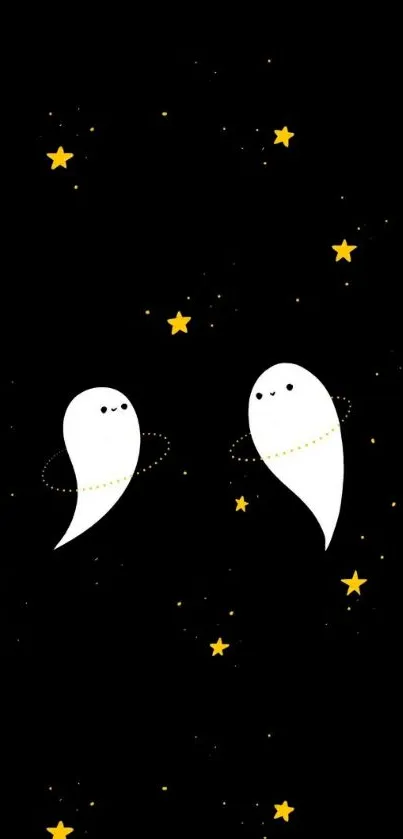 Cute Ghosts Night Sky Wallpaper - free download