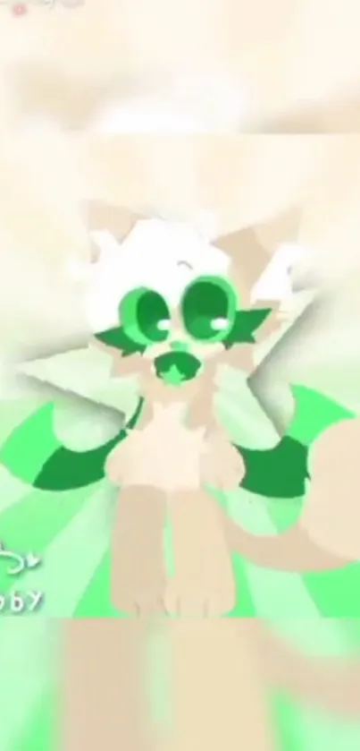 Cute Green Cat Anime Wallpaper - free download