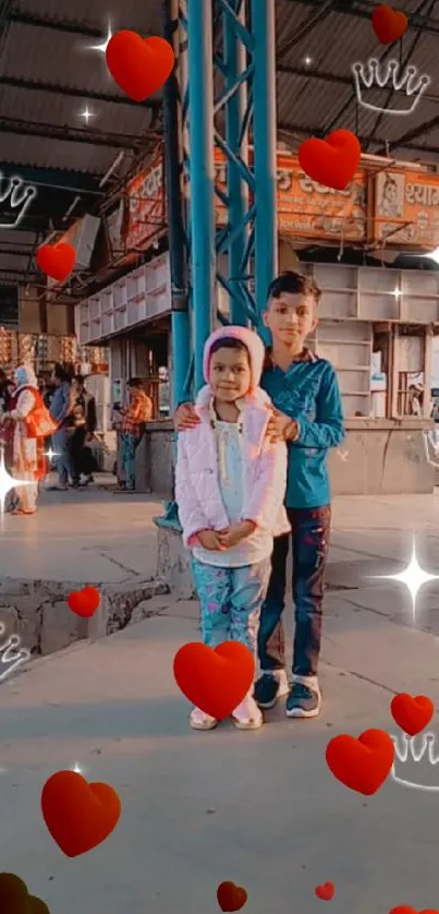 Cute Kids Heart Sparkle Wallpaper - free download