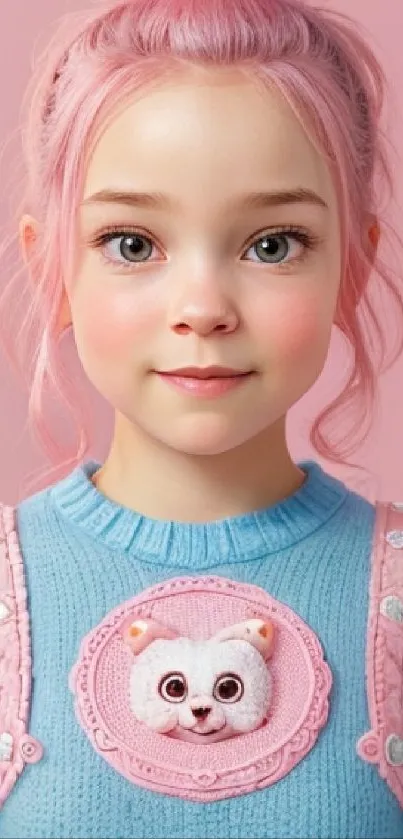 Cute Pink-Haired Girl Wallpaper - free download